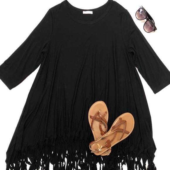 Fervent Boutique | Tops | Hp Plus Size Fringe Tunic | Poshmark